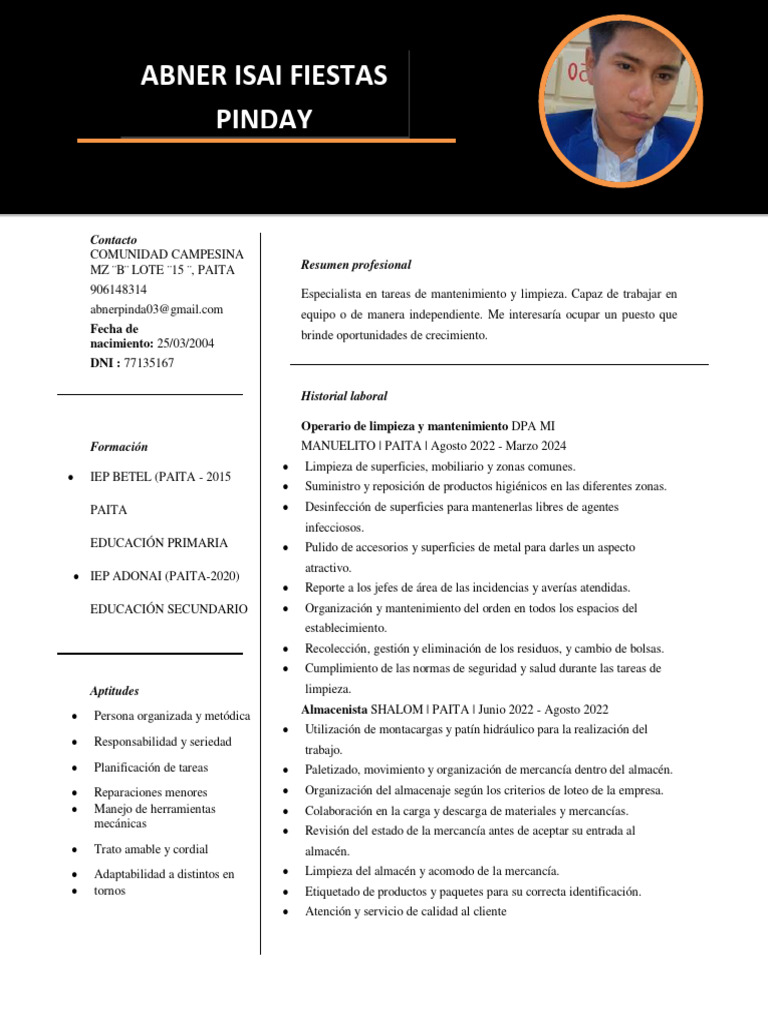 Curriculum Vitae Abner FIestas Pinday | PDF