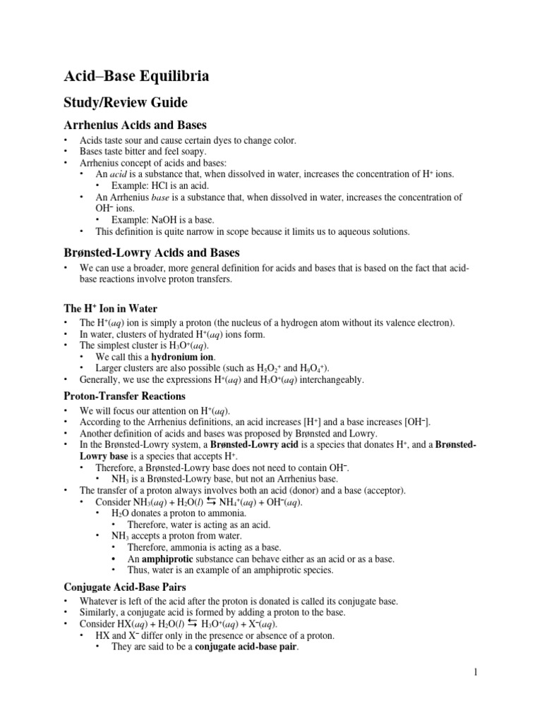 ACID BASE EQUILIBRIA Chapter 7 | PDF | Acid | Ph