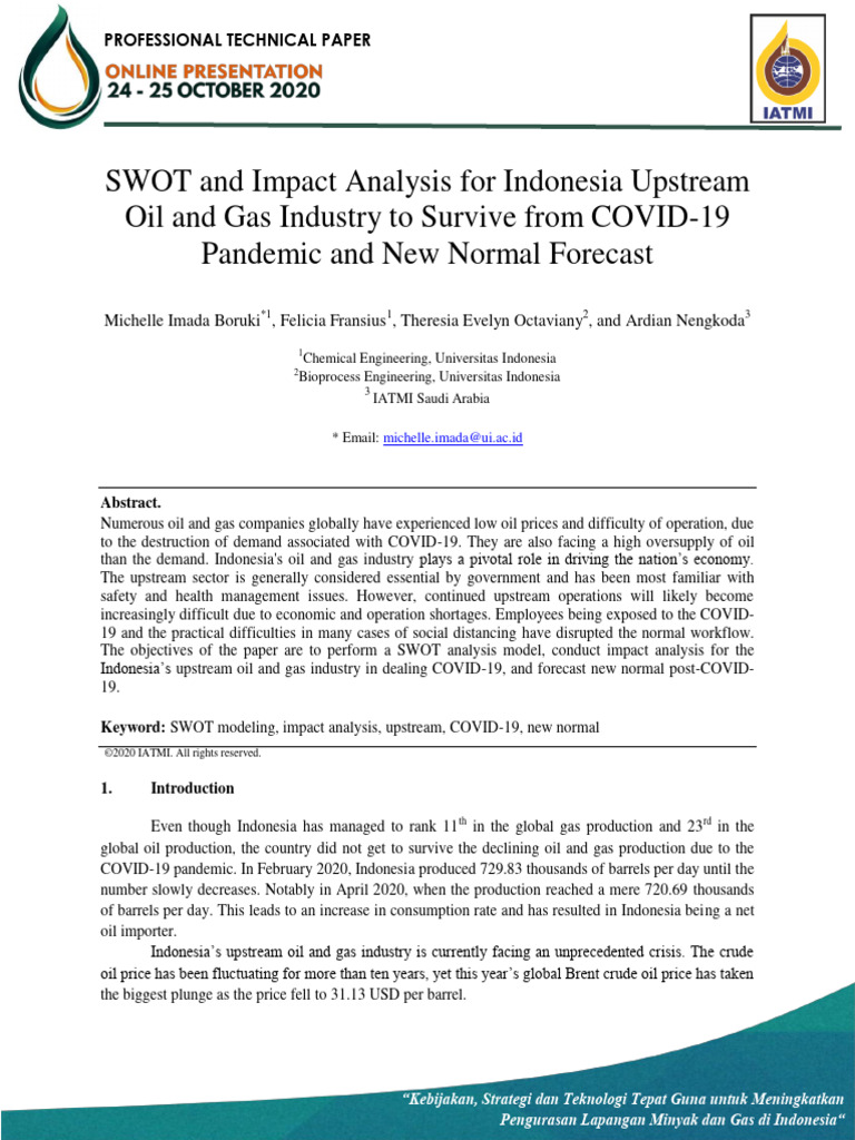 IATMI 20-036 SWOT and Impact Analysis For Indonesia Upstream Oil and ...