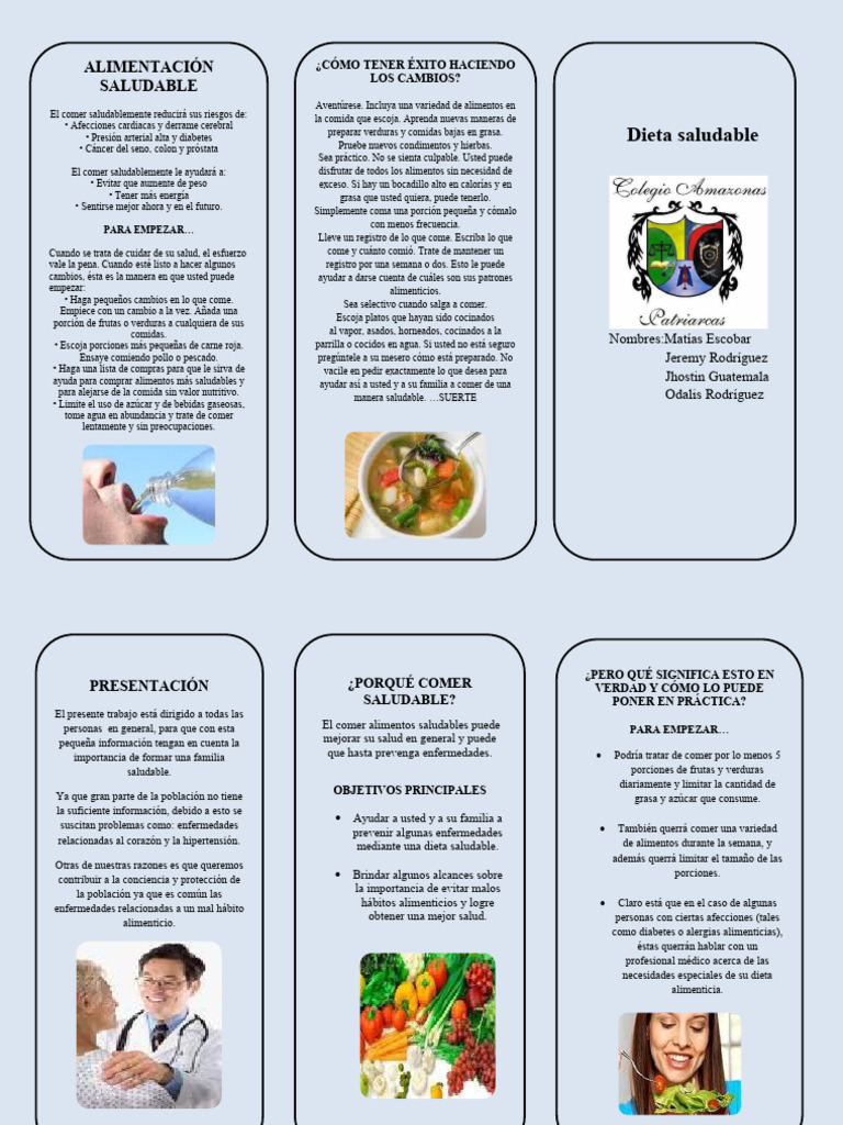 Triptico de La Alimentacion Saludable (1) | PDF | Alimentos | Dieta saludable