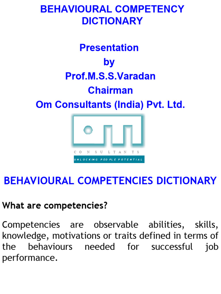 Behavioural Competency Dictionary (India) | PDF | Creativity | Leadership