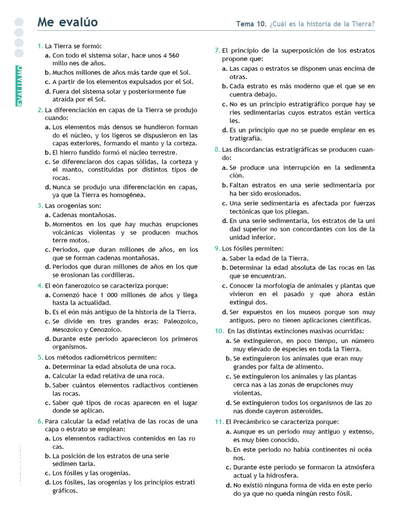 T10 BG4 Autoevaluacion | PDF | Estrato | Ciencias de la Tierra