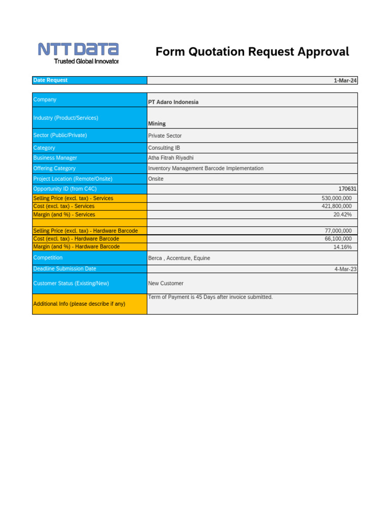 Adaro Indo - Quotation Approval | PDF