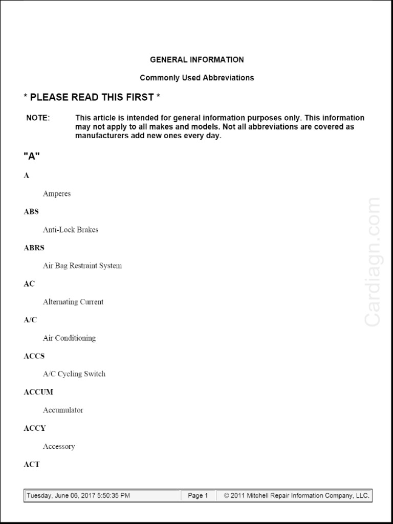 2011-2016 Chevrolet Malibu - Commonly Used Abbreviations - PDF Download ...