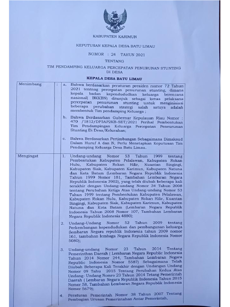 SK Tim Pendamping Desa Batu Limau | PDF SK Tim Pendamping Desa Batu Limau | PDF