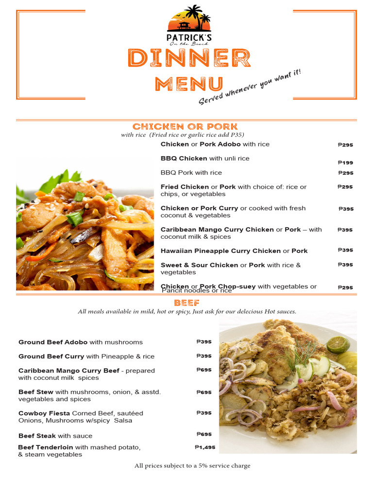 Dinner Menu | PDF | Burrito | Curry