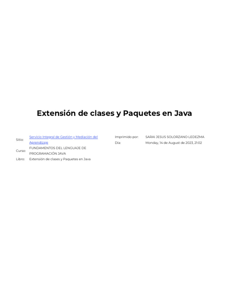 Extensión de Clases y Paquetes en Java | PDF | Herencia (Programación ...