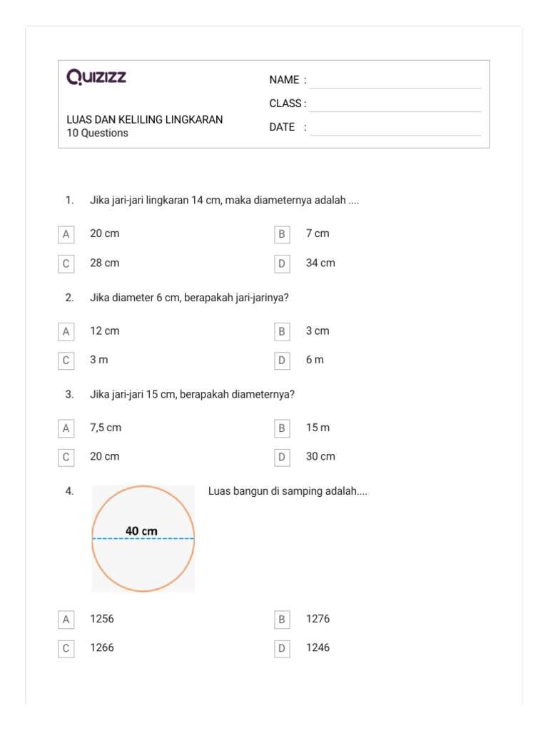 Luas Dan Keliling Lingkaran | PDF