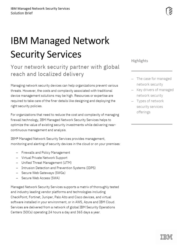 IBM Managed Network Security Services Solution Brief | PDF | Computer ...