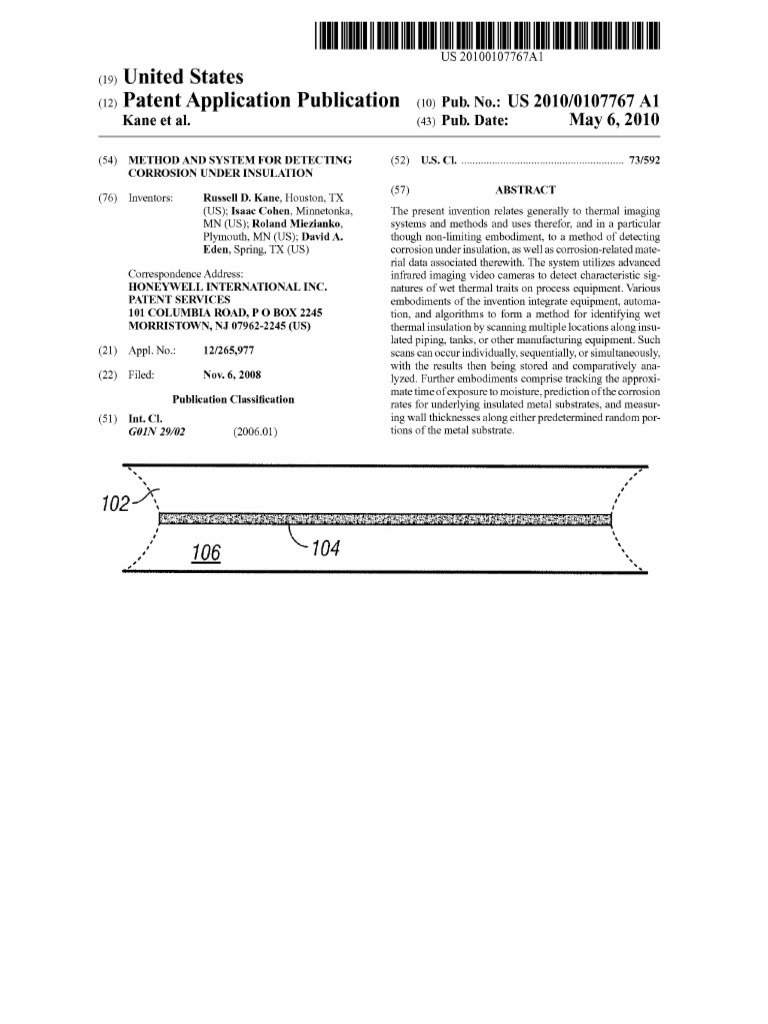 US20100107767A1 Thermal Imaging CUI | PDF | Thermography | Corrosion