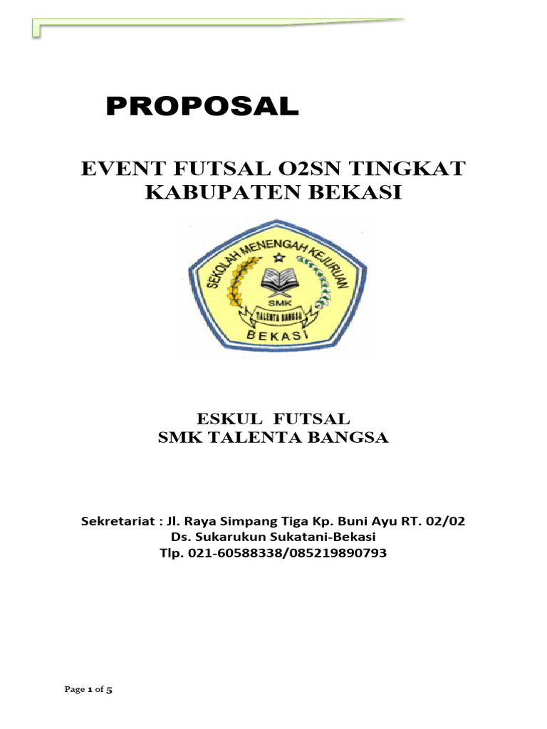 Proposal O2sn Talenta Bangsa | PDF