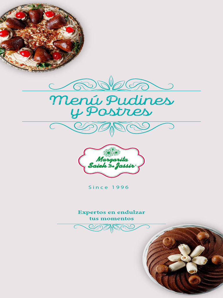 Menu Nuevo Pudines Postres | PDF | Cocina occidental | Productos horneados