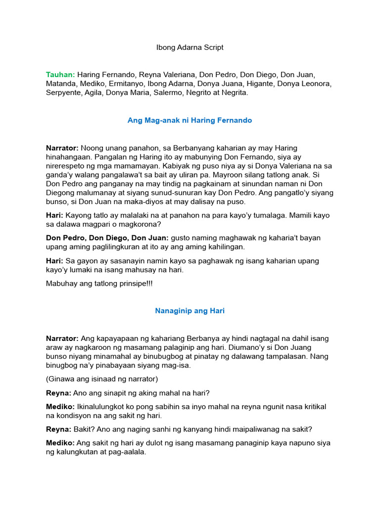 Iibong Adarna Filipino Script | PDF