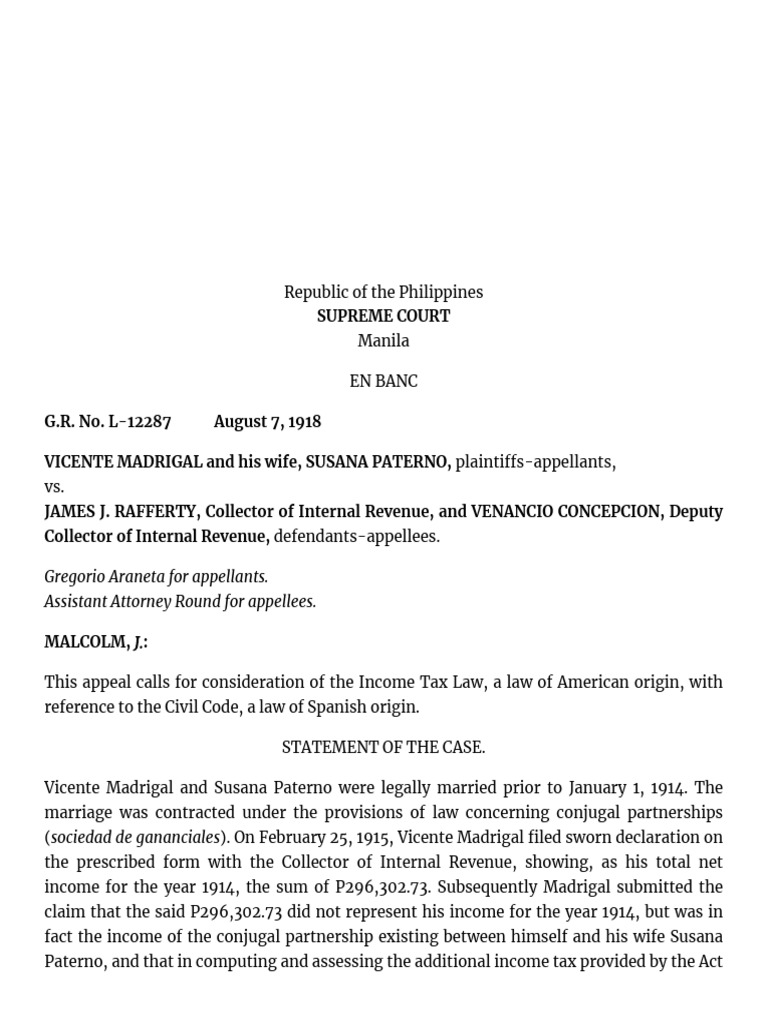 9-Vicente Madrigal, Et Al. vs. James J. Rafferty, Et Al. | PDF | Taxes ...