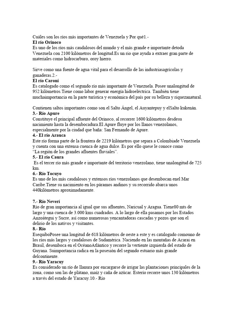 RIOS DE VENEZUELA | PDF | Río | Venezuela