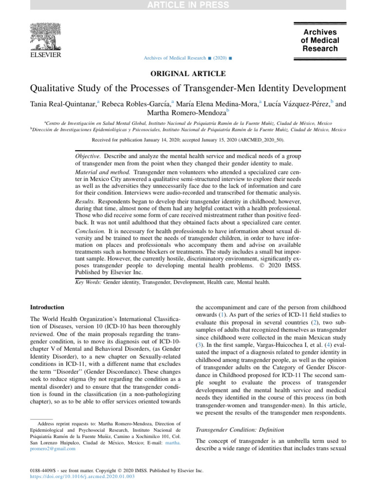12 Qualitative Study Trans Men Archives Real - Tania Real Quintanar | Download Free PDF ...