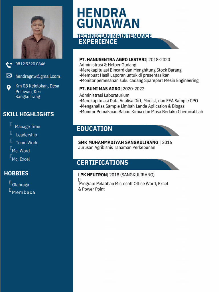 CV - Hendra Gunawan | PDF
