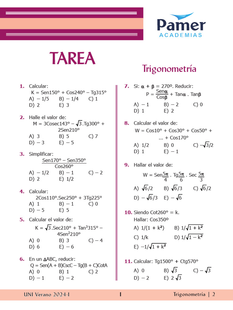 TRIGONOMETRIA_SEM 2 | PDF | Trigonometría TRIGONOMETRIA_SEM 2 | PDF | Trigonometría