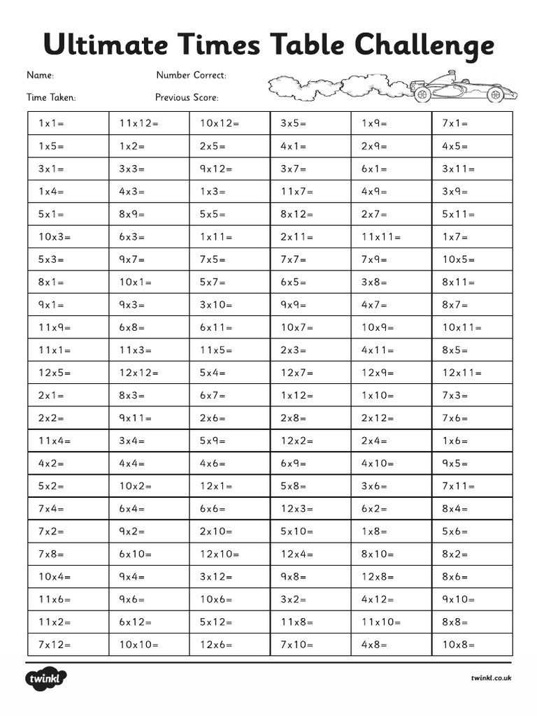 ks2 Ultimate Times Table Challenge | PDF