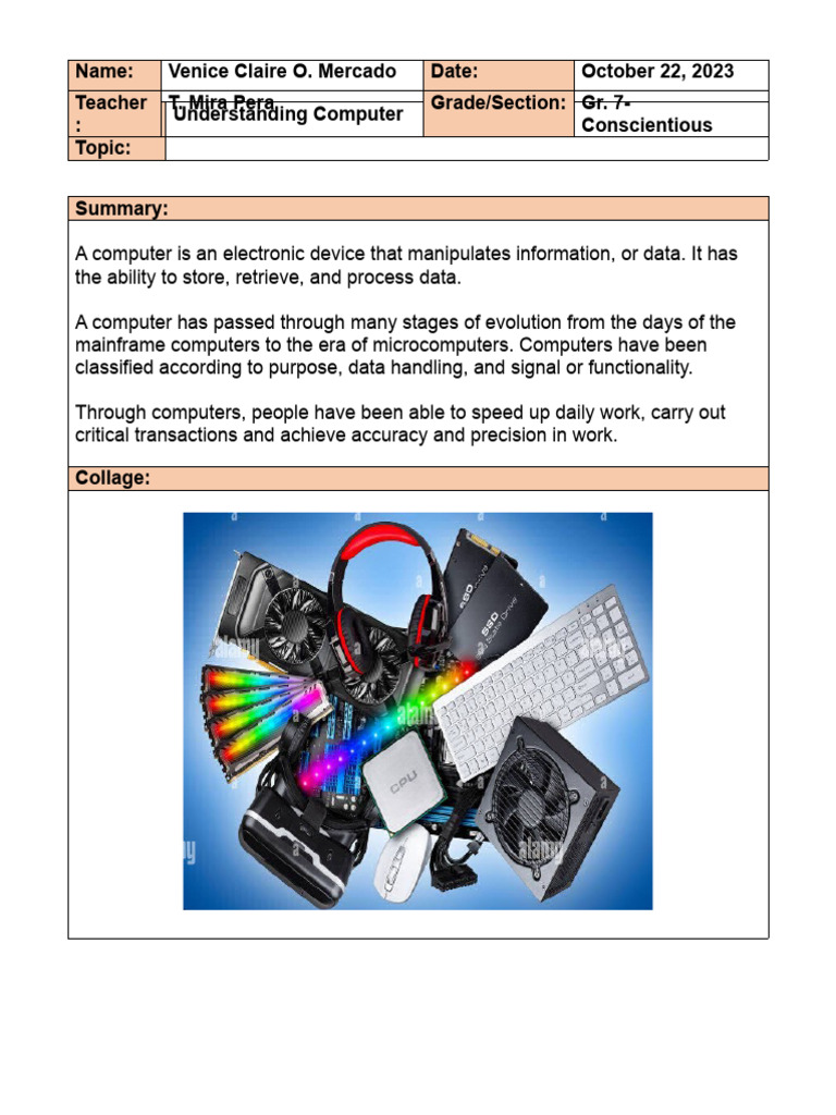 Computer - Peta#1 Lesson 3 - Understanding Computer | PDF