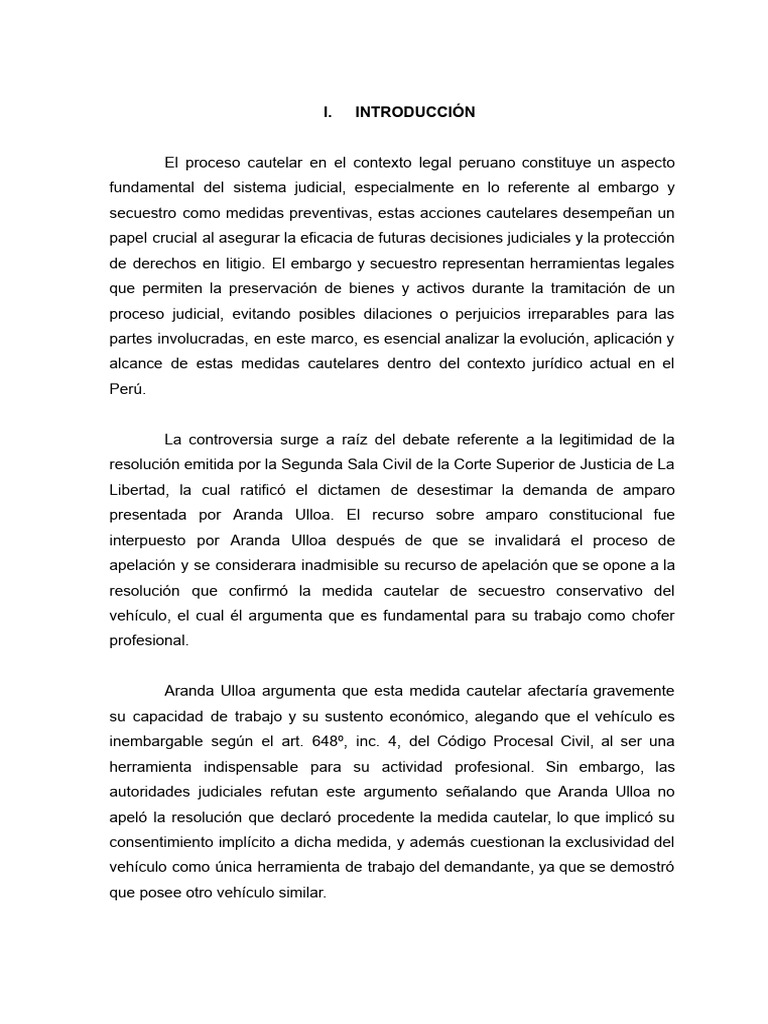 Embargo y Secuestro en Perú: Caso Aranda Ulloa | PDF | Mandato | Justicia