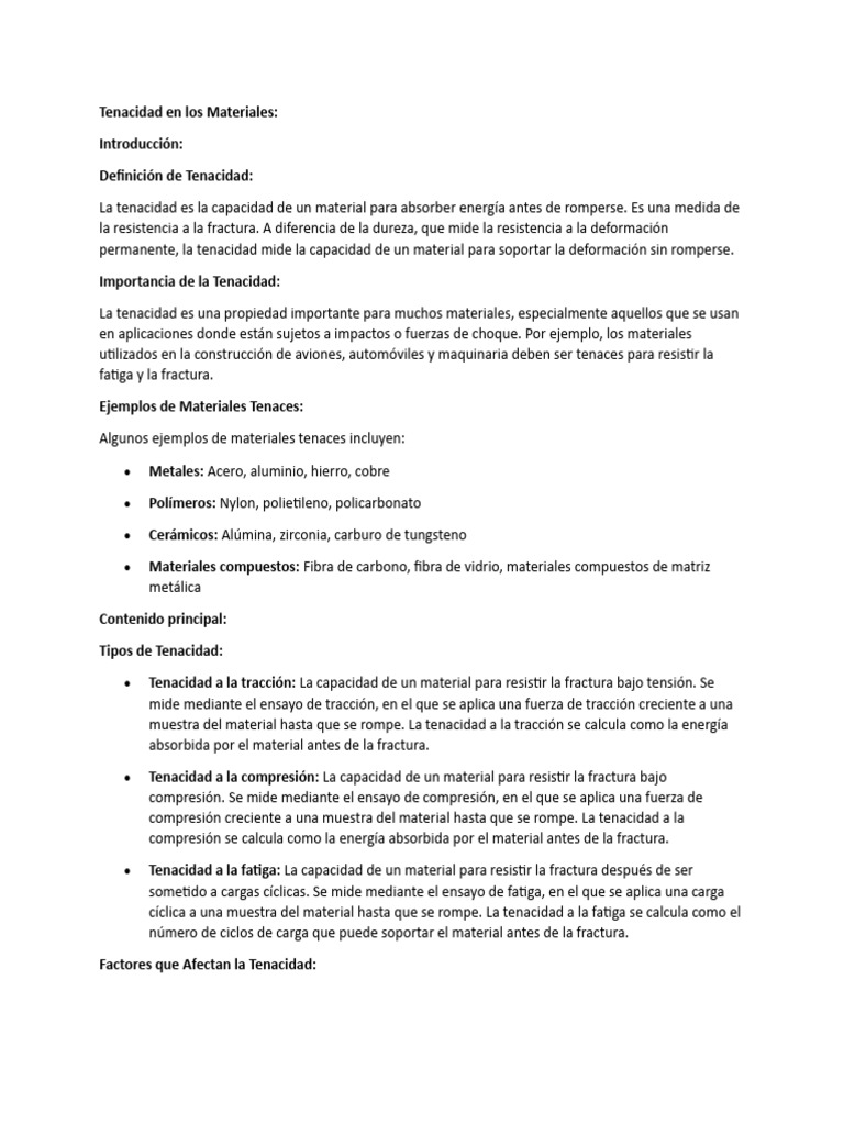 Tenacidad en Los Materiales | PDF | Fractura | Fatiga (material)