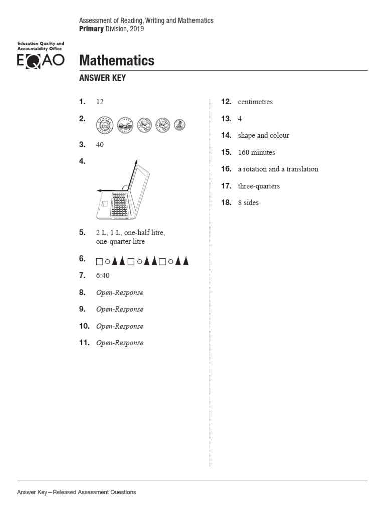 Primary Math Assessment Key | PDF