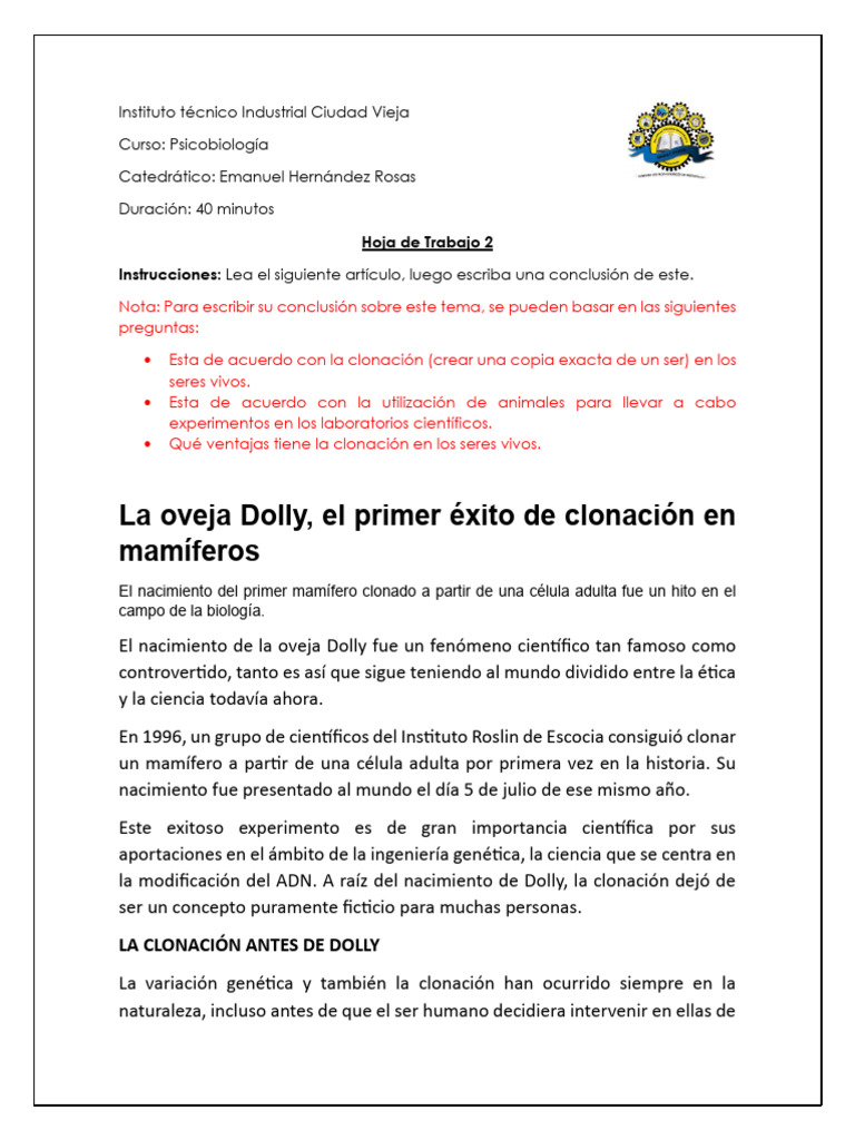 Documento de Emanuel | PDF | Clonación | Biotecnología