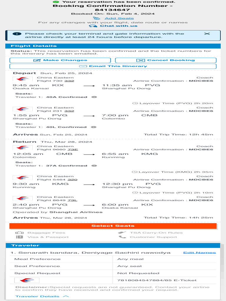 CheapOair - Booking Confirmation 2 | PDF | Aviation | Civil Aviation