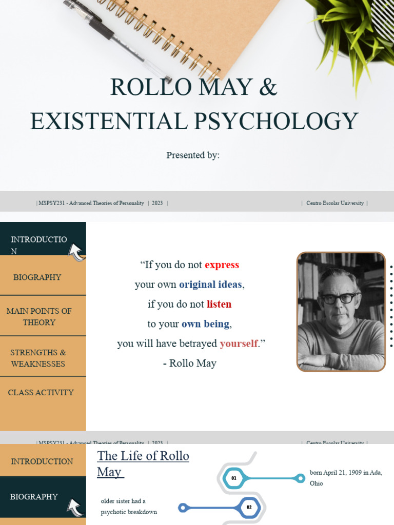 Rollo May's Existential Psychology | PDF | Existentialism | Psychotherapy