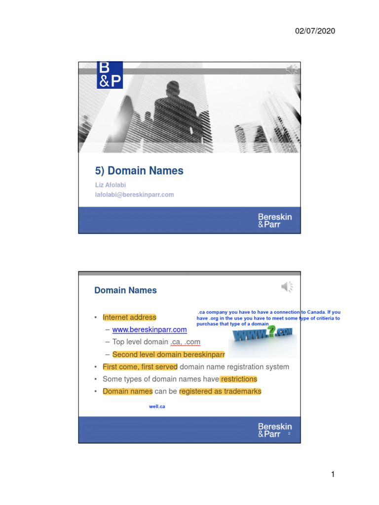 5 Domain Names 2 Slides Per Page | PDF | Trademark | Domain Name