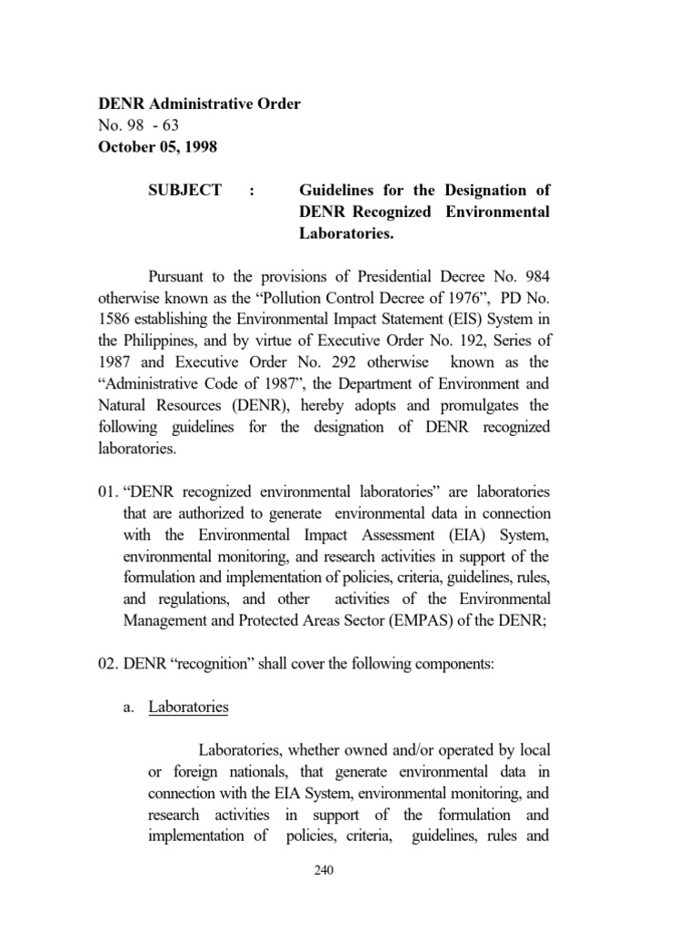 DENR Guidelines for Lab Recognition | PDF | Environmental Impact Assessment