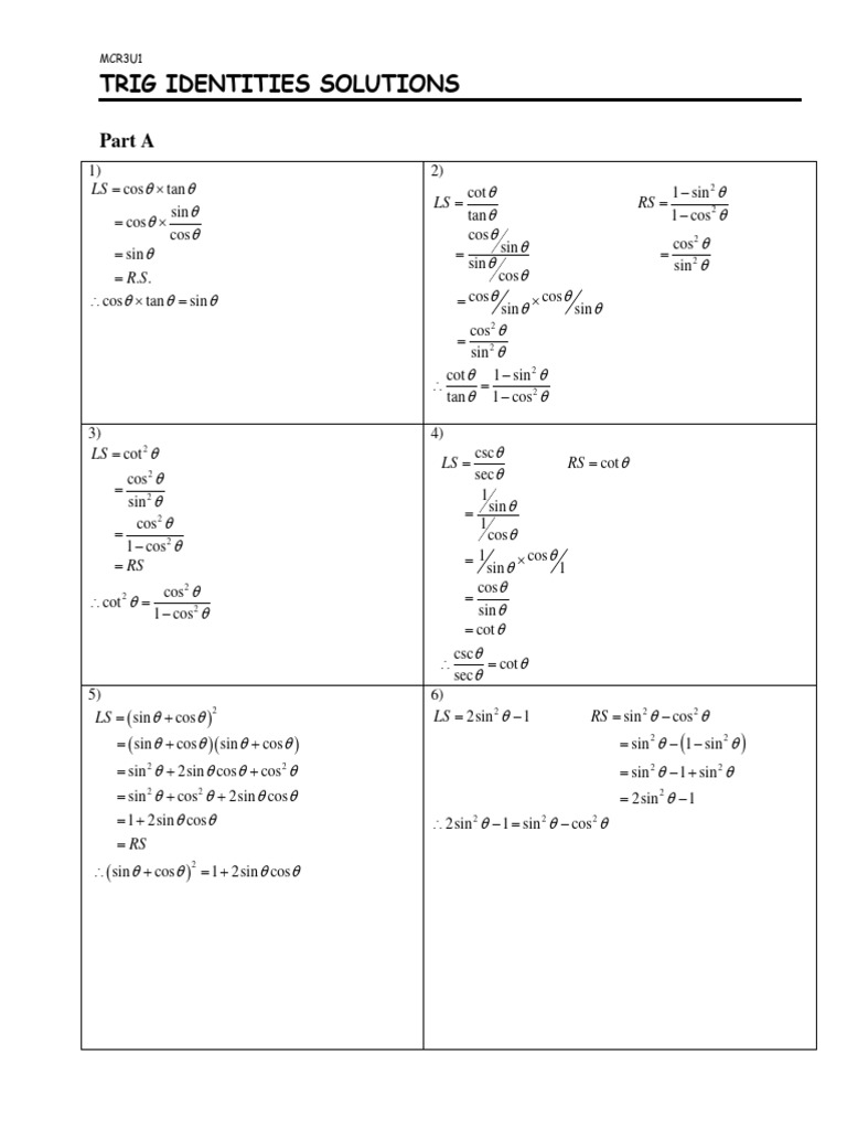 Trig Identities Solutions | PDF