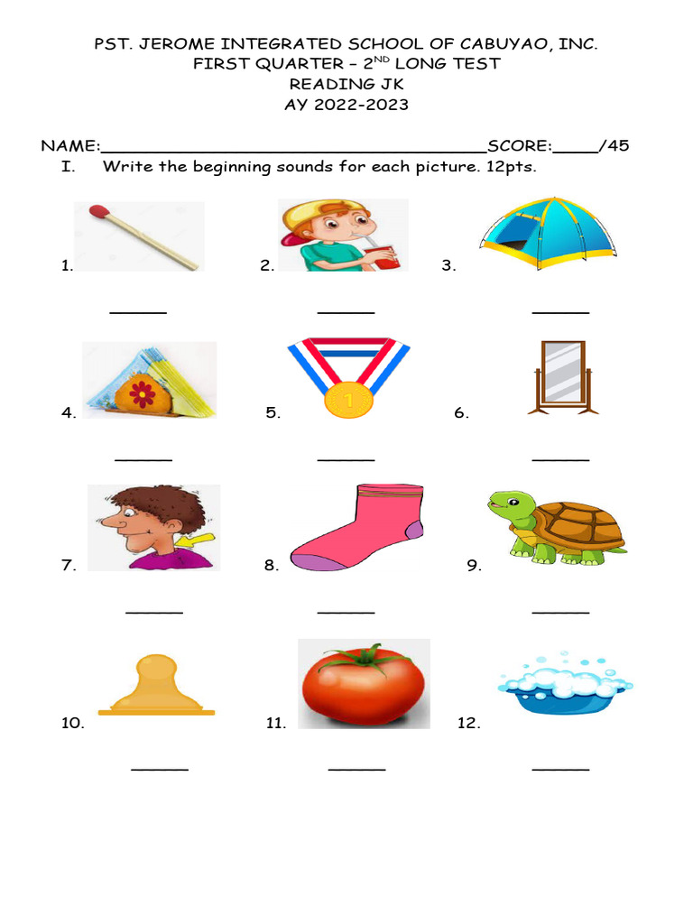 Reading JK - First Quarter-2nd Long Test | PDF