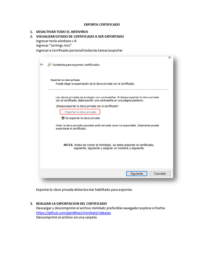 Tutorial Exporta Certificado | PDF