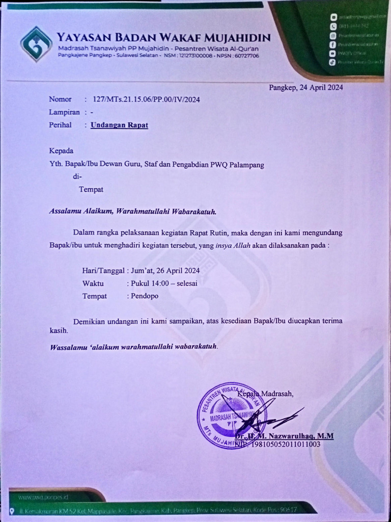 Undangan Rapat, 26 April 2024 | PDF