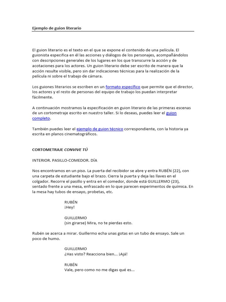 Ejemplo Guion Literio | PDF | Guión