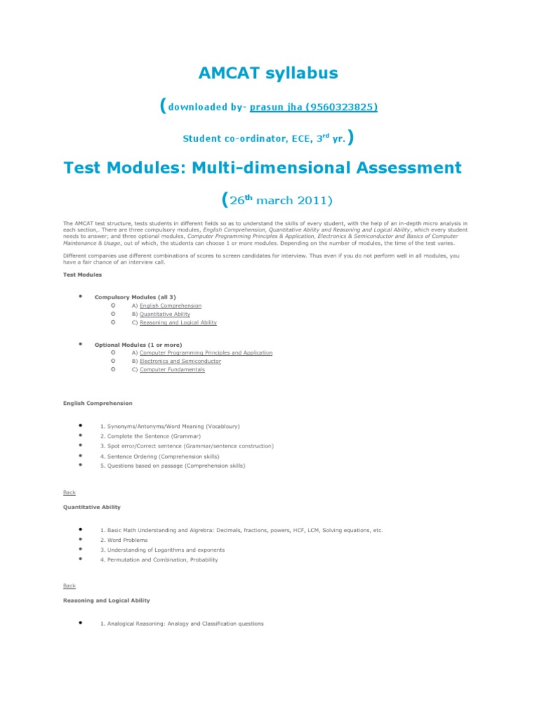 Amcat Syllabus | PDF | Computer Programming | Leadership