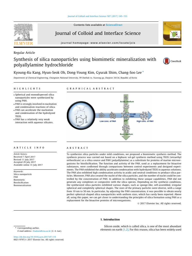 Synthesis of Silica Nanoparticles Using Biomimetic Mineralization With | PDF | Silicon Dioxide ...