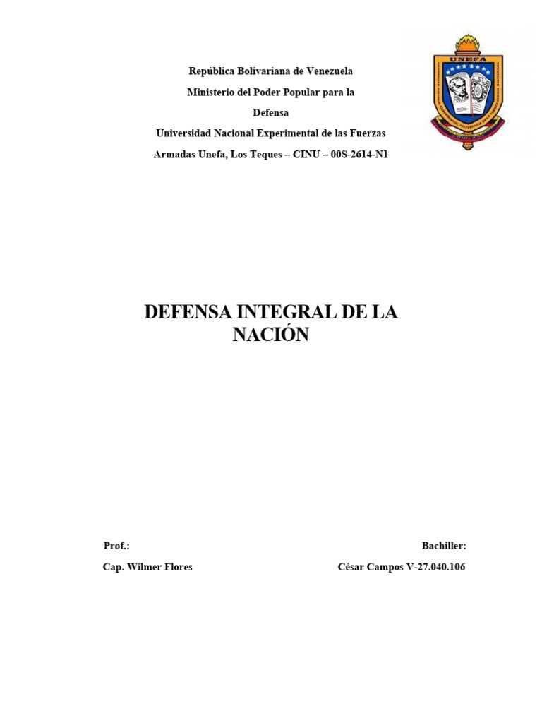 Fundamentos de La Defensa Integral de La Nacion | PDF | Nación | Venezuela