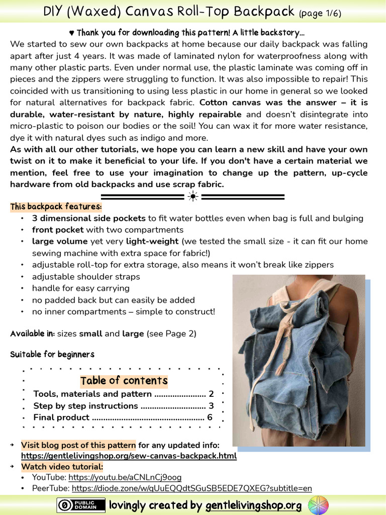 Sew Canvas Backpack | PDF | Backpack | Seam (Sewing)