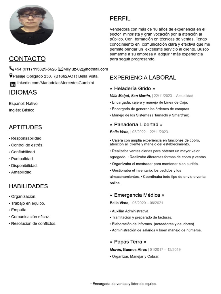 Vendedora Minorista con 18 Años de Experiencia | PDF | Logística | Business