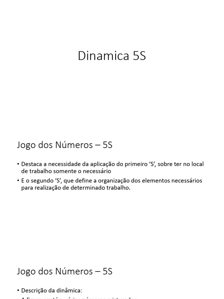 Dinâmica 5S: Jogo dos Números Embaralhados | PDF