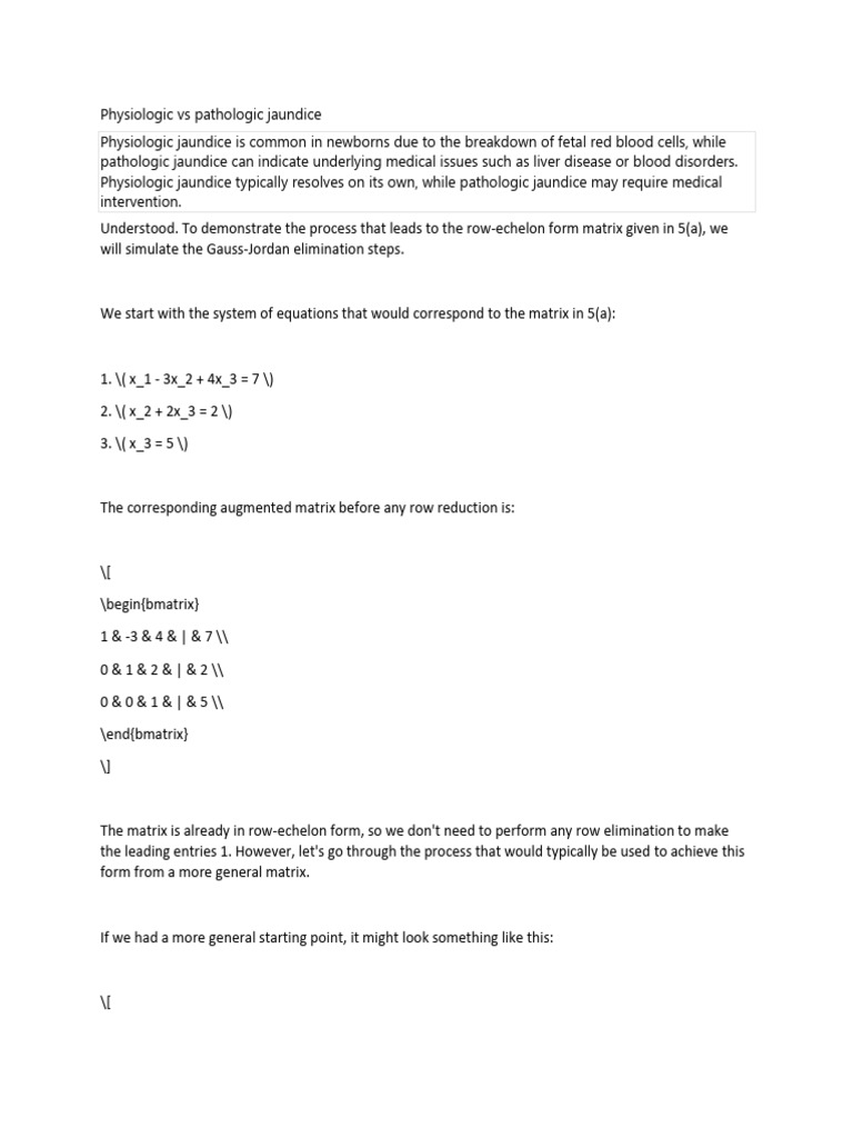 Physiologic Vs Pathologic Jaundice AND Mathj in The Modern | PDF ...