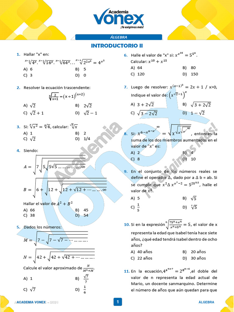 Problemas de Álgebra Avanzada | PDF | Matemáticas