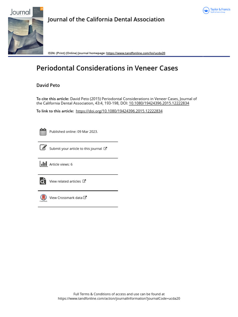 Periodontal Considerations in Veneer Cases | PDF | Periodontology | Mouth