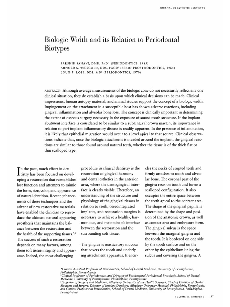 Biologic Width and Its Relation To Periodontal | PDF | Periodontology ...