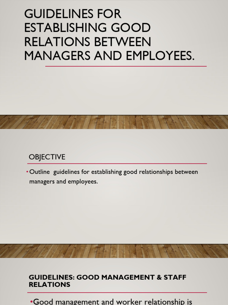 Guidelines For Establishing Good Management and Staff Relations ...