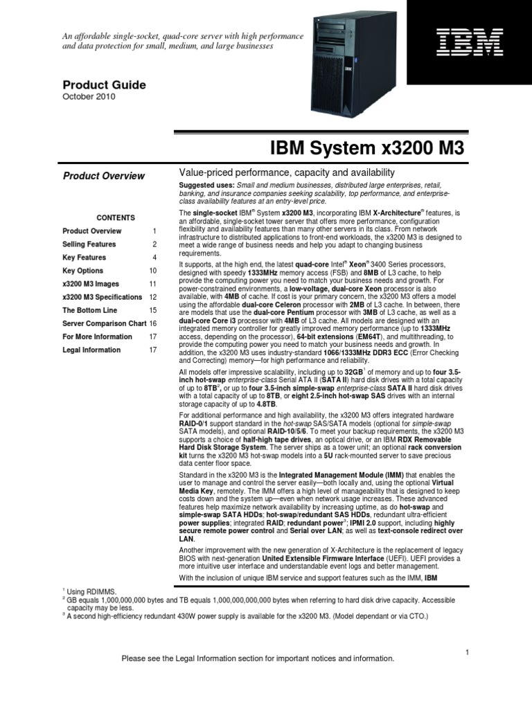 Manual IBM System x3200 | PDF | Hard Disk Drive | Multi Core Processor