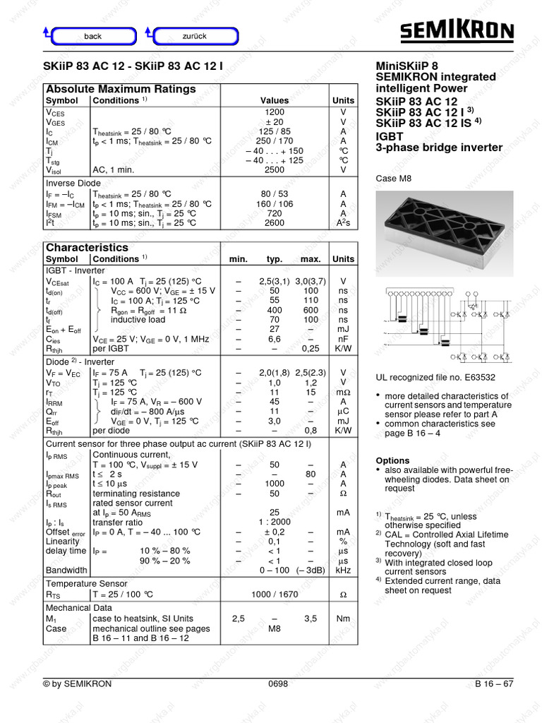 SKiiP 83 AC 12 Technical Specifications | PDF | Electrical Equipment ...